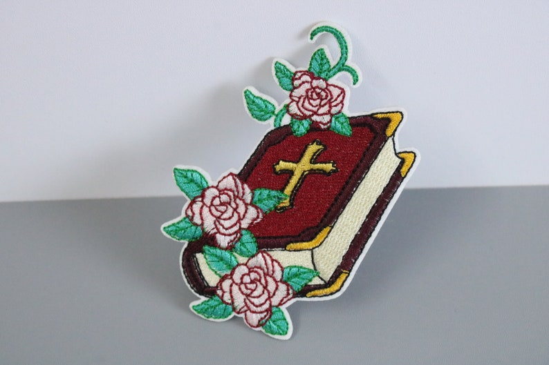 The Floral Bible Patch Book Patch Iron on Patch embroidered - Etsy