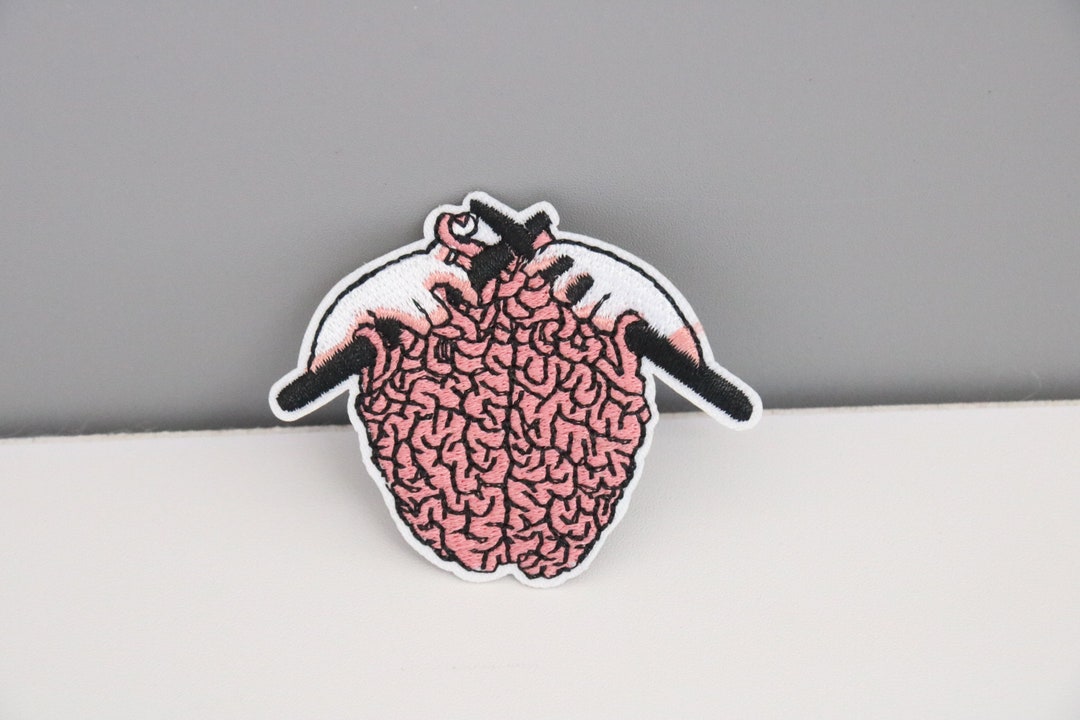 Knit a Brain Patch, Knit Your Mind, Iron on Patch ,embroidered Patch ...