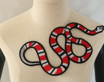 Coral Snake Iron / Sew on Embroidered Patch Badge Embroidery Motif ...