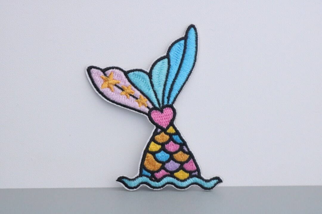 Mermaid Tail Patch, Rainbow, Princess Patch,sticker, Heart, Pink ...