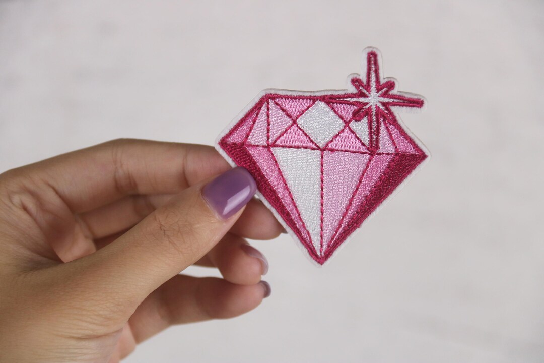 Sparkling Pink Diamond Patch, Ruby Patch, Iron on Patch ,embroidered ...
