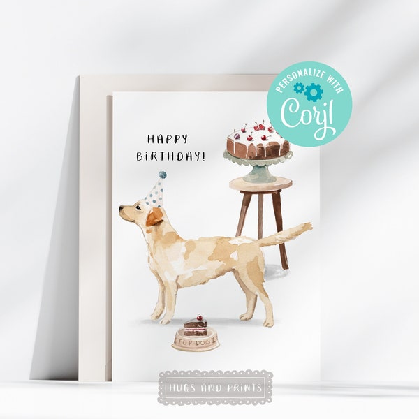 Yellow Labrador Birthday Card - Etsy