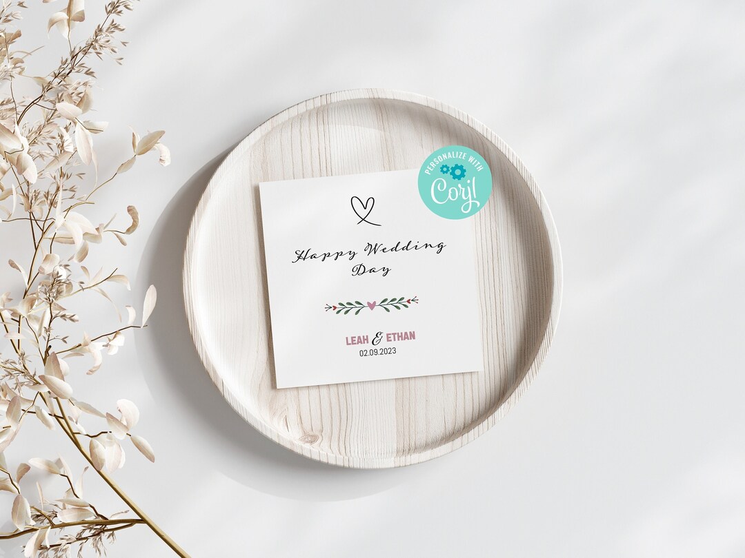 Personalised Printable Wedding Card Editable on Corjl "happy Wedding ...