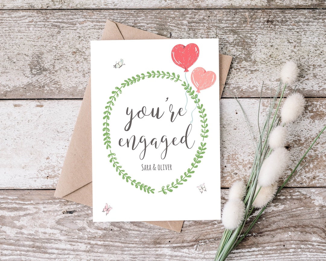 Personalised Printable Engagement Card Editable on Corjl - Etsy