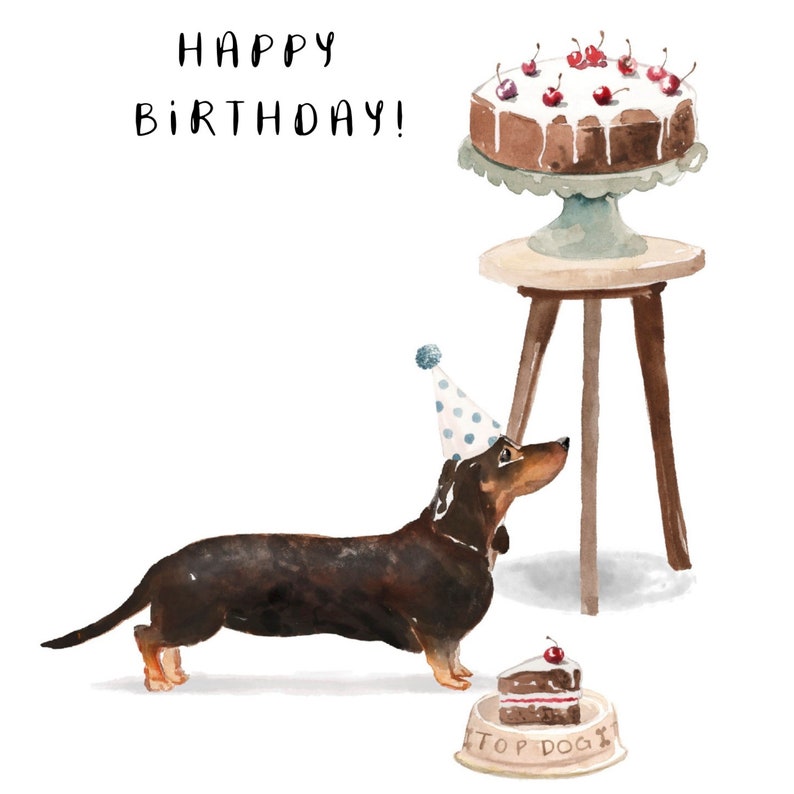 Printable Dachshund Dog Birthday Cake Card Editable on Corjl Happy ...