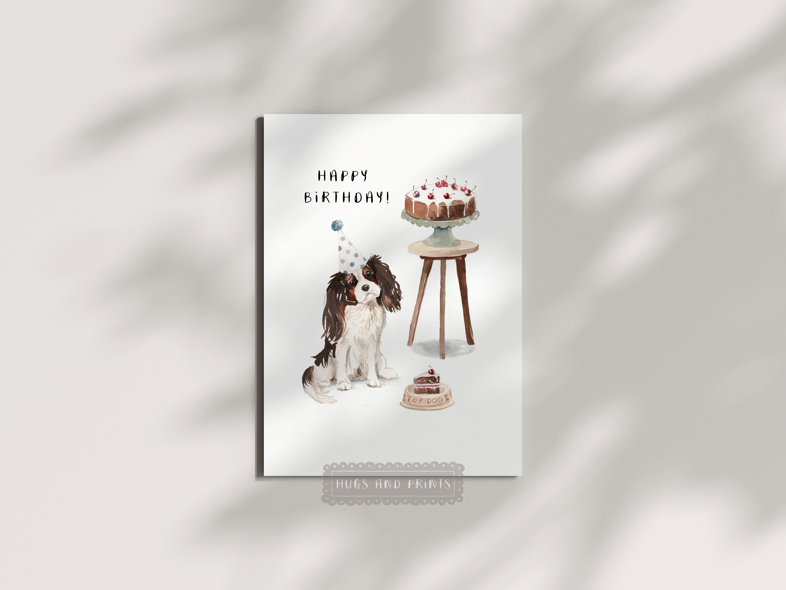 Printable King Charles Spaniel Birthday Cake Card Editable Corjl Dog ...