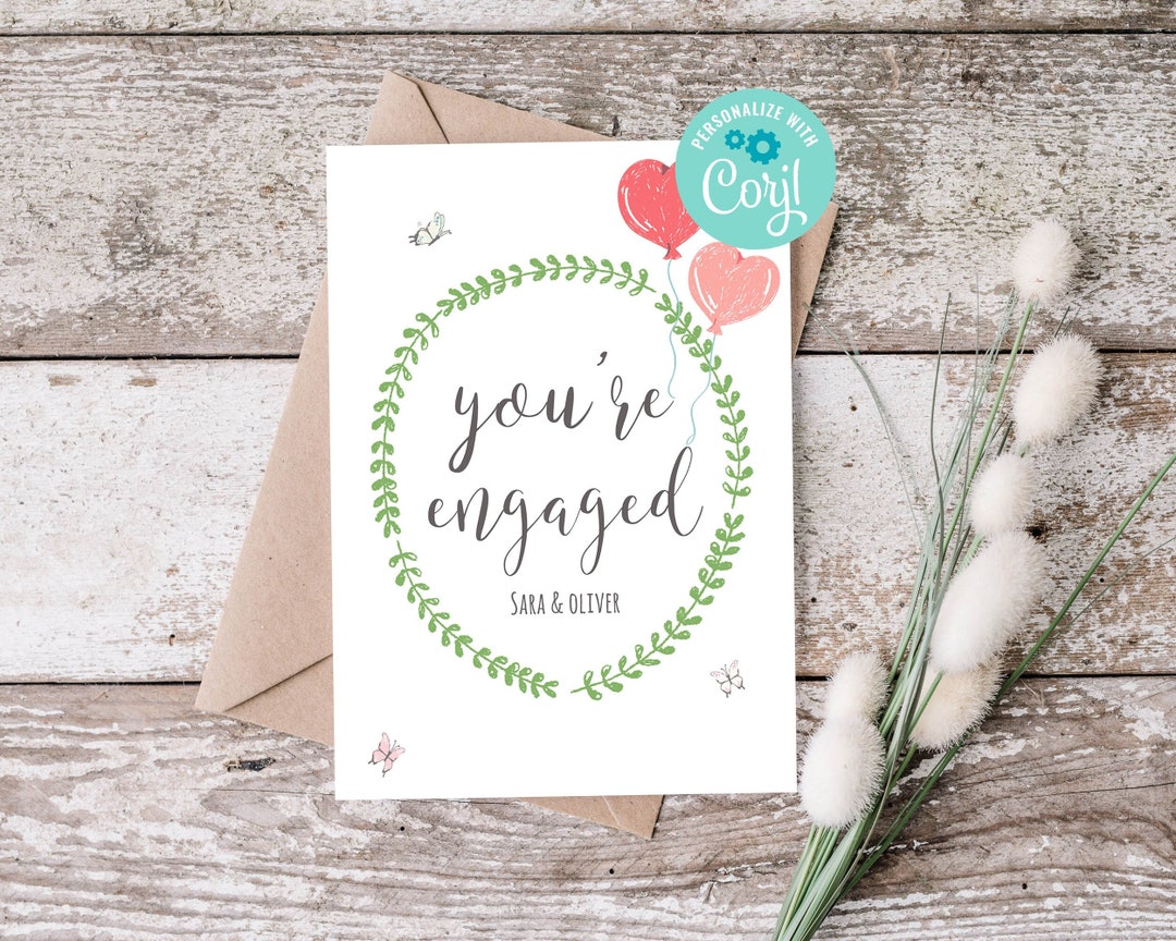 Personalised Printable Engagement Card Editable on Corjl "you're ...
