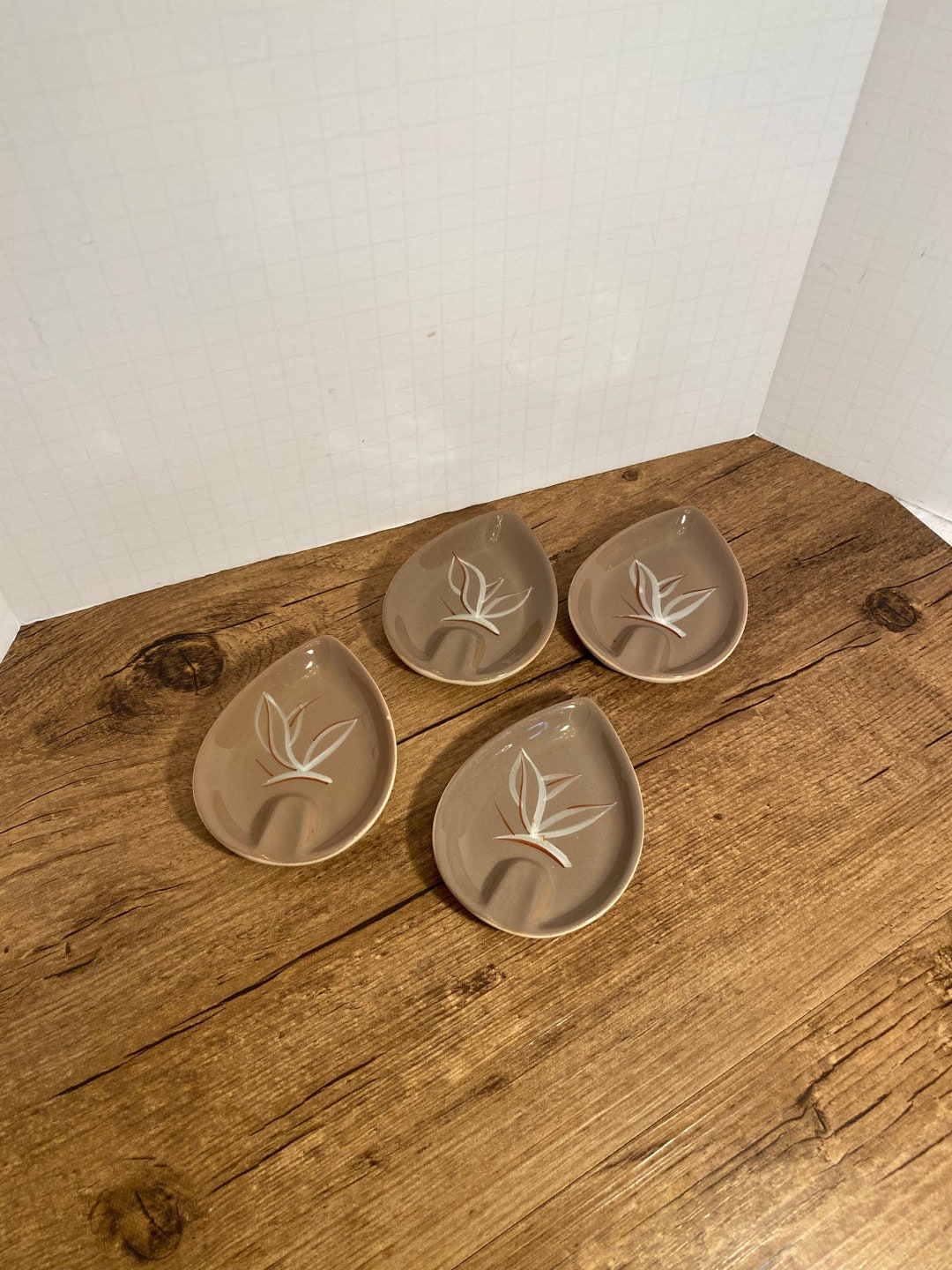 Set of 4 Mid Century Modern Winfield Pottery Individual Leaf Shaped ...