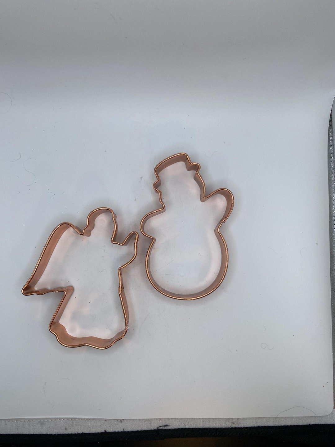 Pair of Vintage Large Cookie Cutters – Heavy Gauge Copper – Snowman and ...