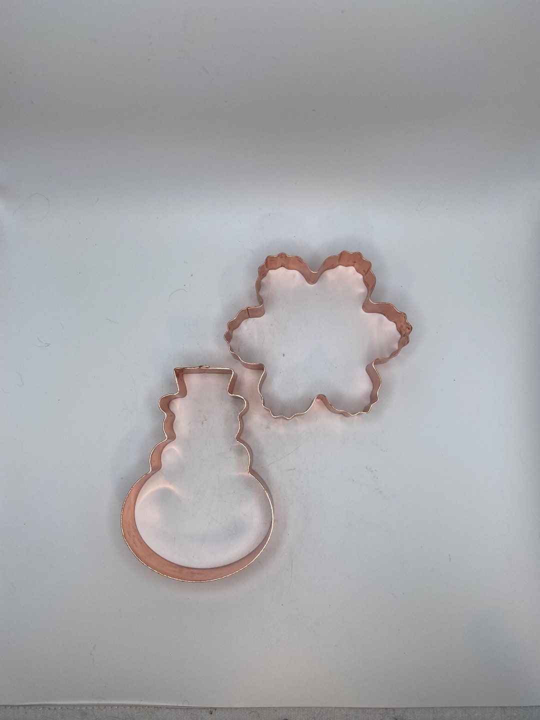 Pair of Vintage Large Cookie Cutters – Heavy Gauge Copper – Snowman and ...