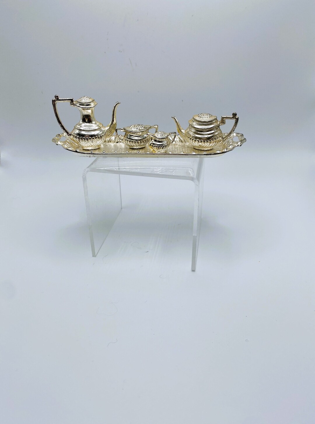 Vintage Miniature Queen Anne Style Tea Set – Serving Tray Coffee Pot ...