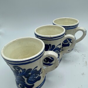 Set of 3 Korond Pottery Blue and White Floral Design Small - Etsy