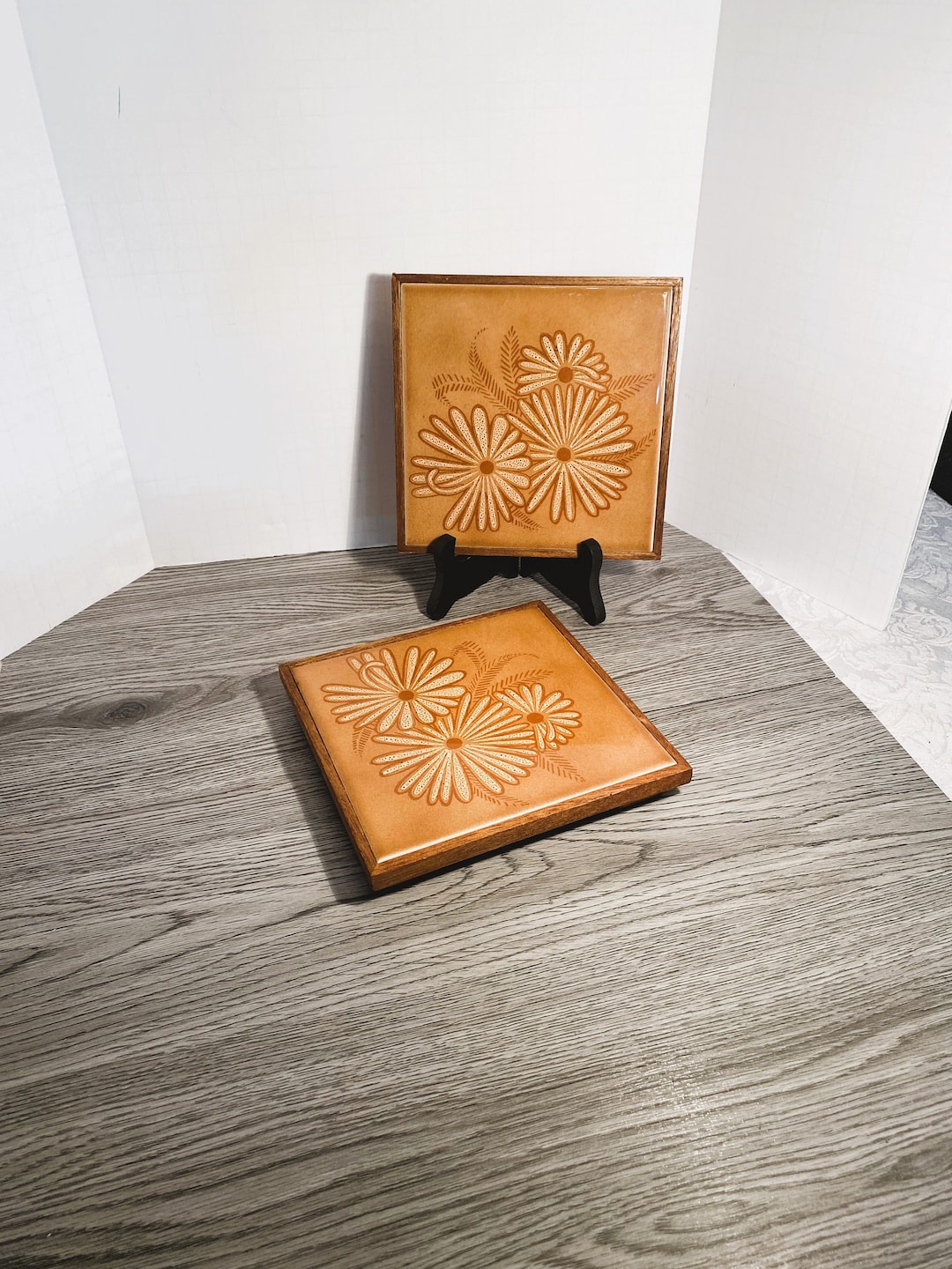 Pair of Vintage Ragno C64 Ceramic Floral Tile Trivets – Made in Italy ...
