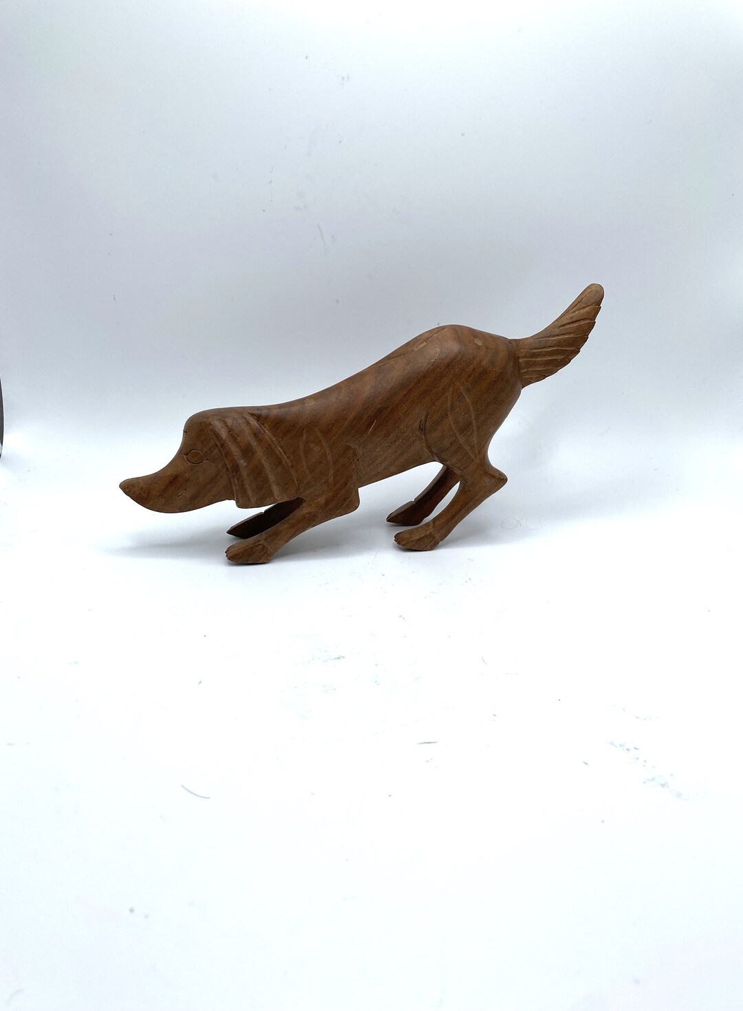 Vintage Hand Carved Folk Art Hunting Dog - Etsy