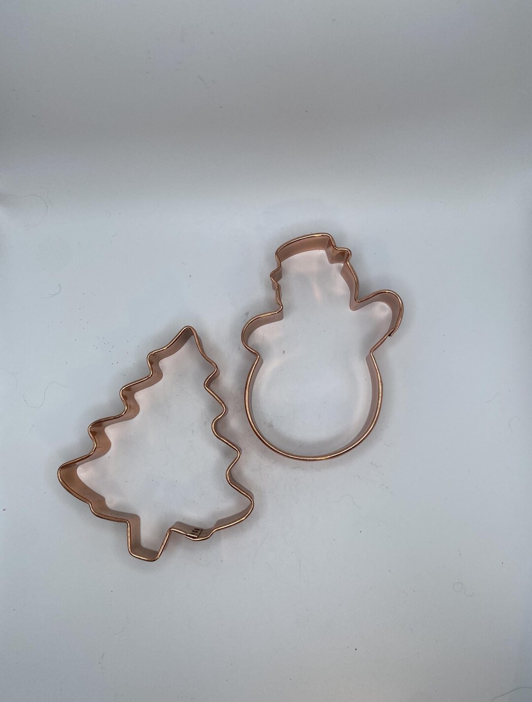 Pair of Vintage Large Cookie Cutters – Heavy Gauge Copper – Snowman and ...