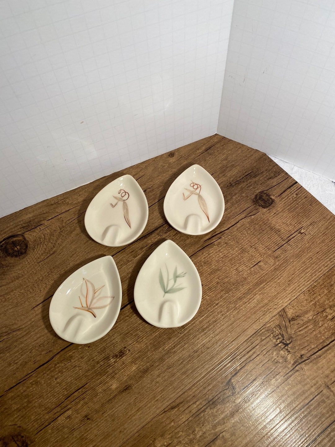 Set of 4 Mid Century Modern – Winfield Pottery Individual Leaf Shaped ...