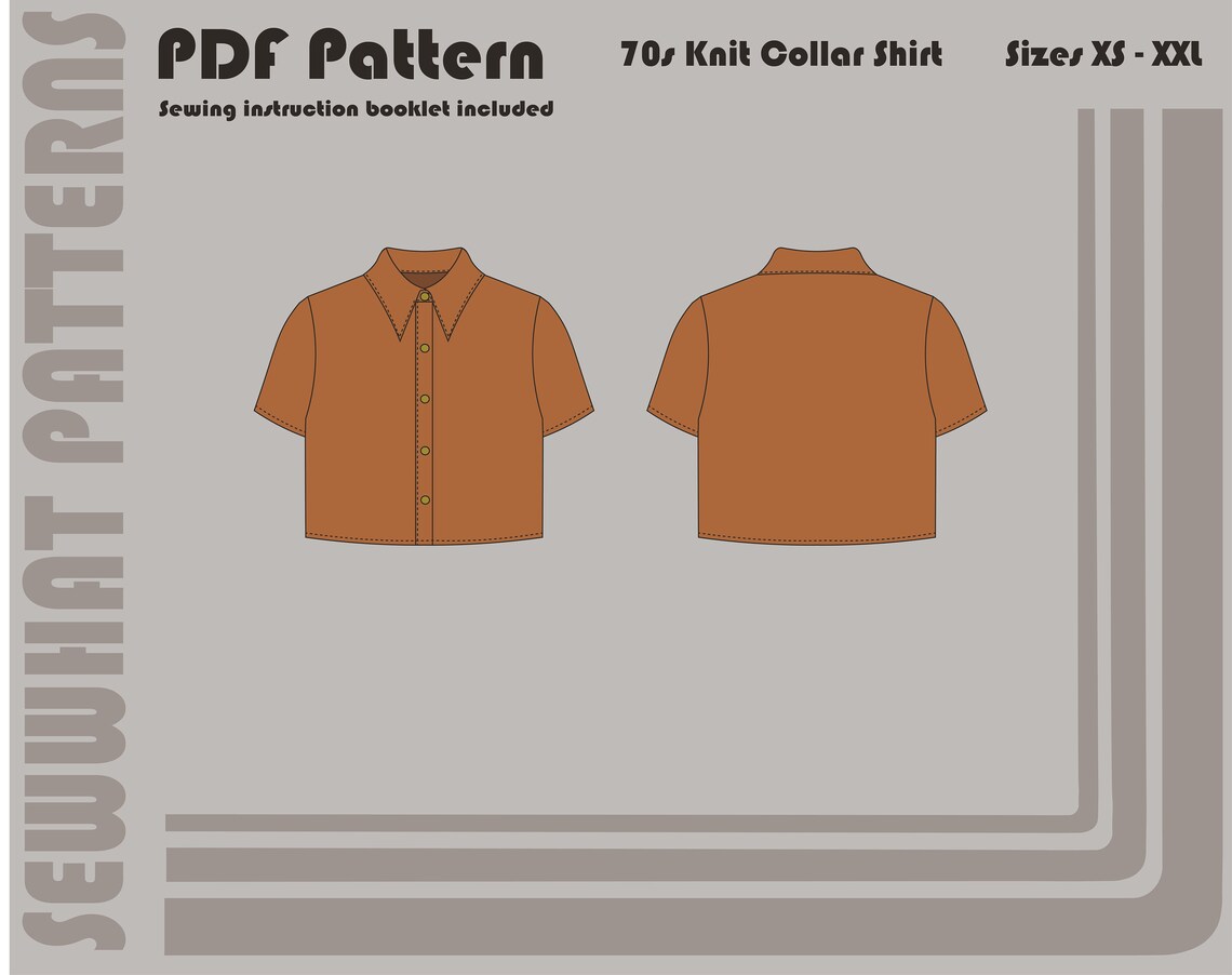 70s Knit Collar Shirt PDF Sewing Pattern Unisex Sizes - Etsy