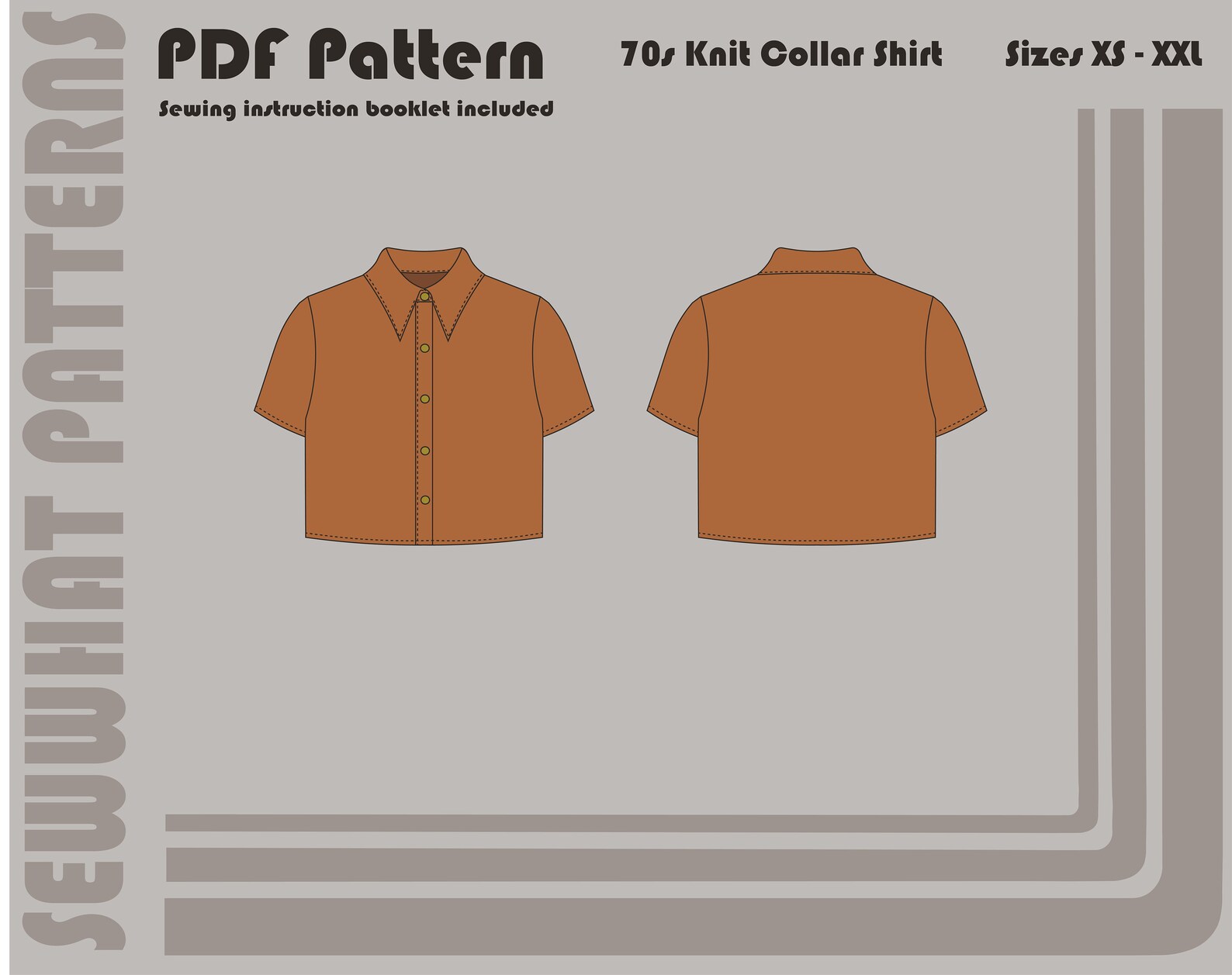 70s Knit Collar Shirt PDF Sewing Pattern Unisex Sizes - Etsy