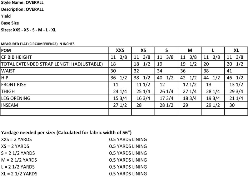 Work Overalls PDF Sewing Pattern Unisex Sizes XXS-XL - Etsy