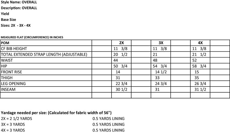 Work Overalls PDF Sewing Pattern Unisex Sizes 2X-4X - Etsy