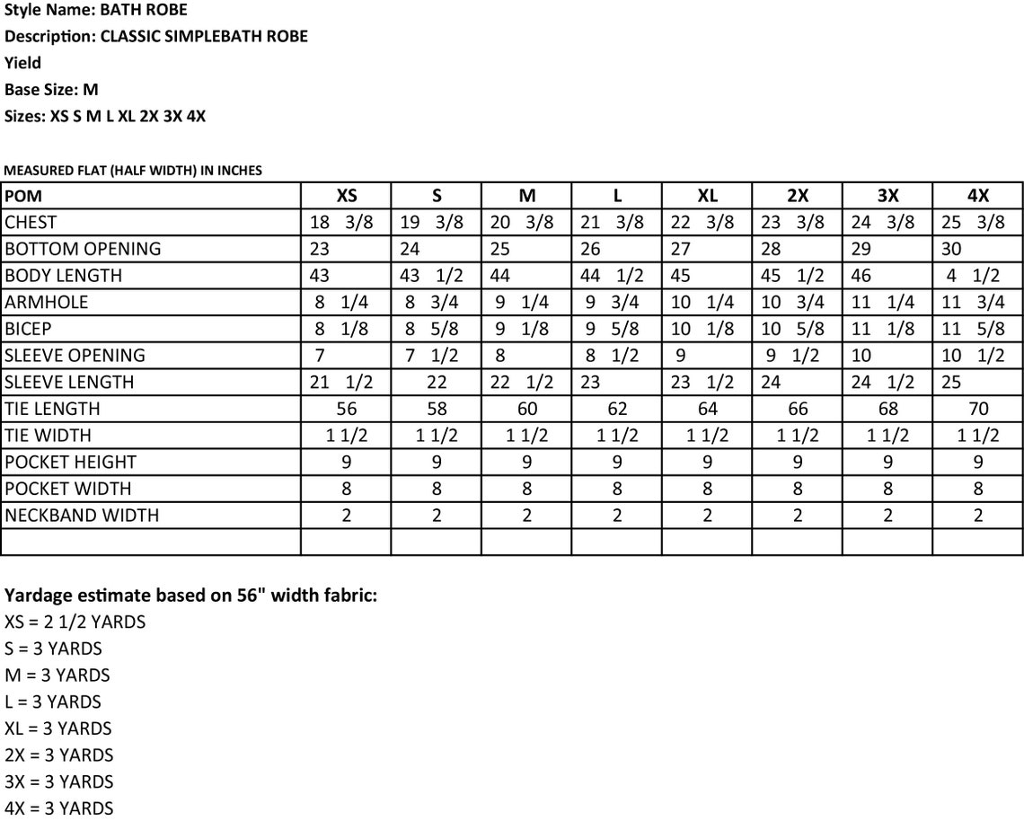 Bath Robe PDF Sewing Pattern Unisex Sizes XS-4X - Etsy