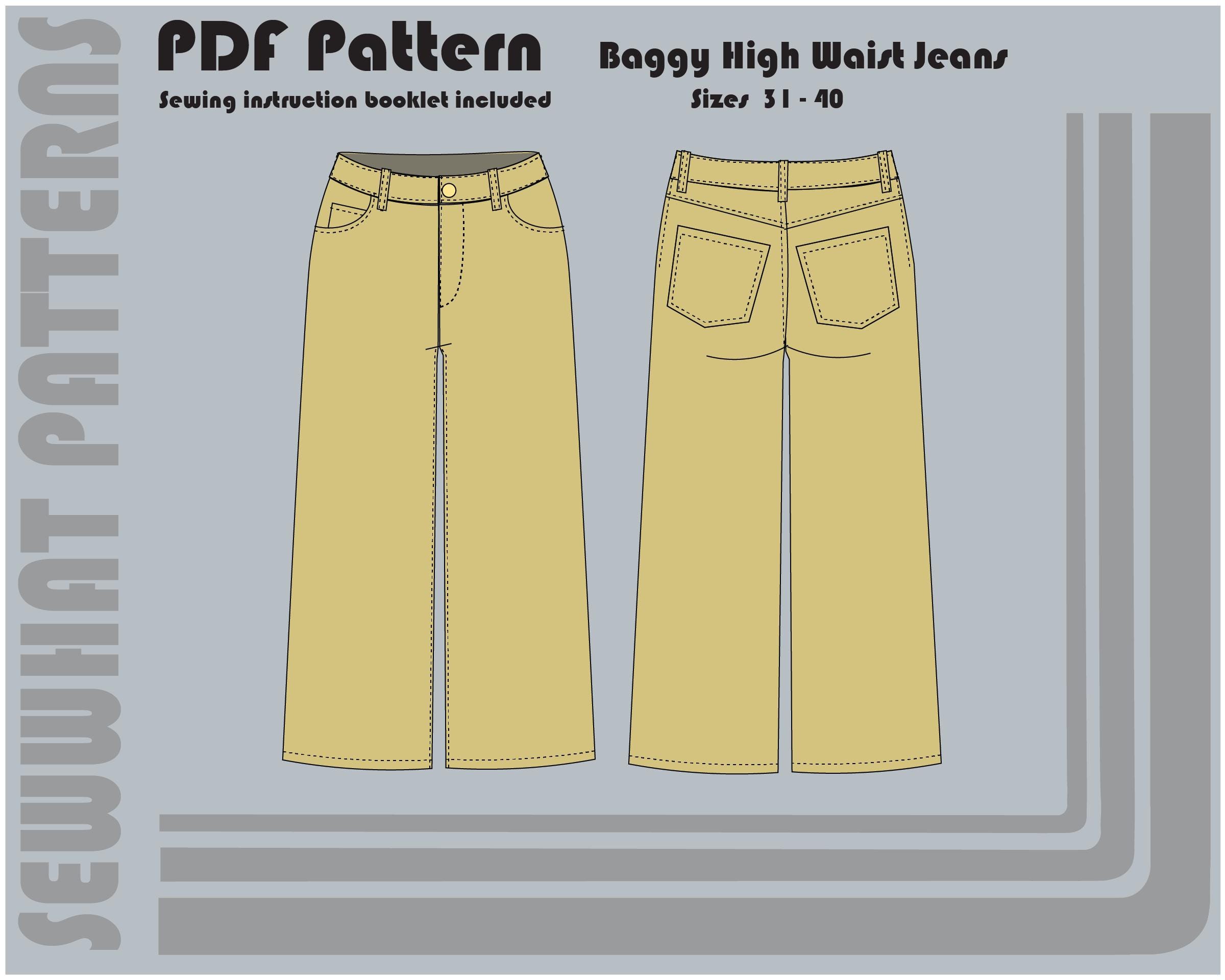 Baggy High Waist Jean - PDF Sewing Pattern - Sizes 31 - 40 - Etsy