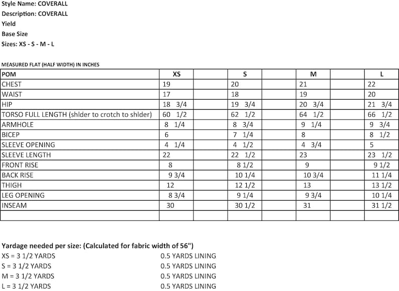 Coverall PDF Sewing Pattern Unisex Sizes XS-L - Etsy