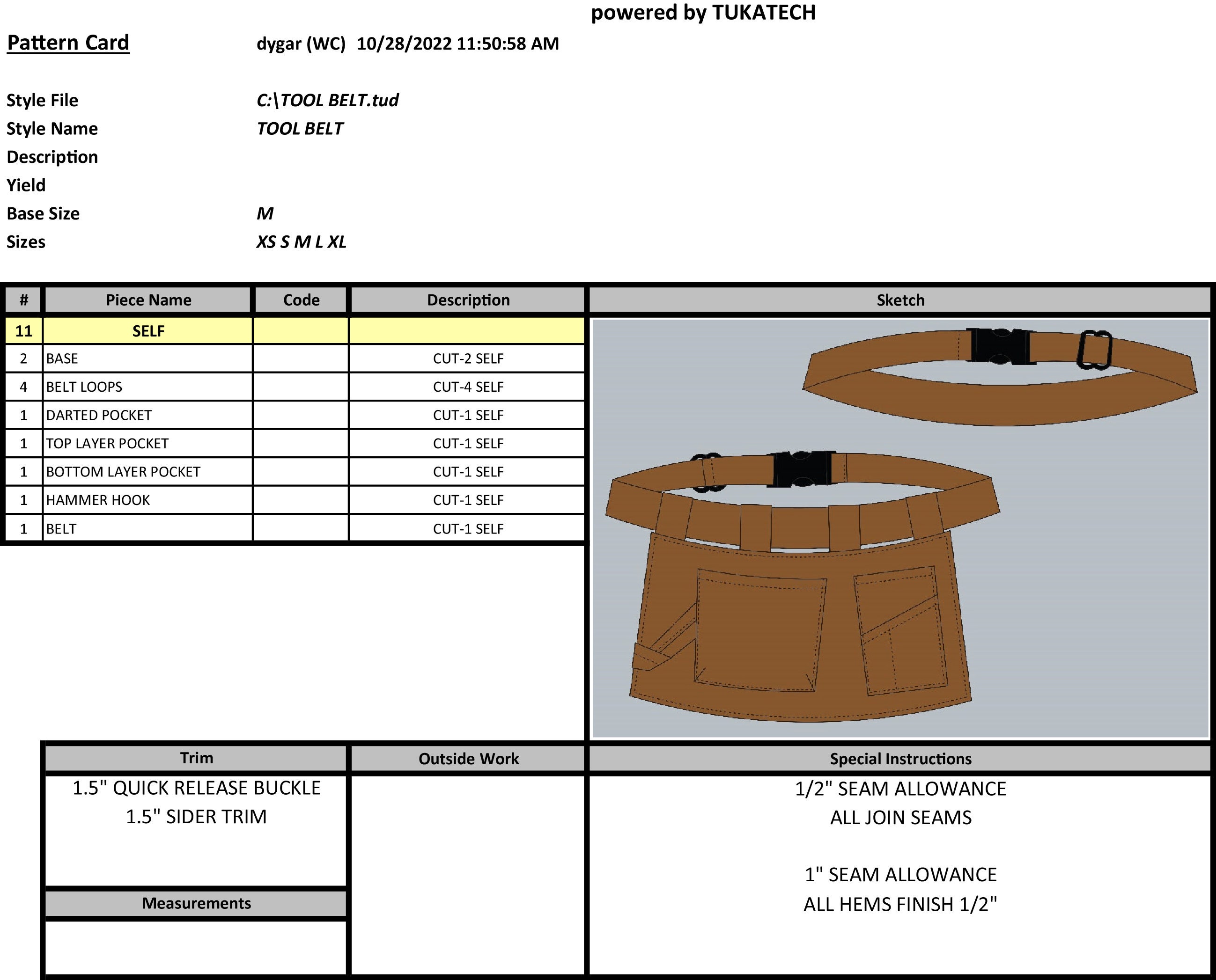 Utility Belt PDF Sewing Pattern Unisex Sizes XS-XL - Etsy