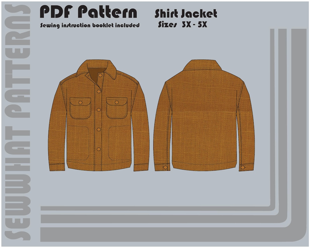 Shirt Jacket - PDF Sewing Pattern - Men's Sizes 3XL-5XL - Etsy