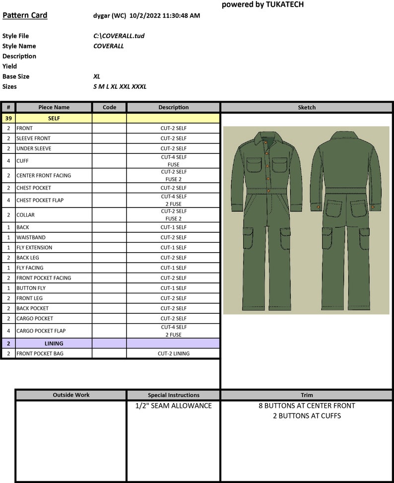 Coverall - PDF Sewing Pattern - Unisex Sizes XS-L - Etsy