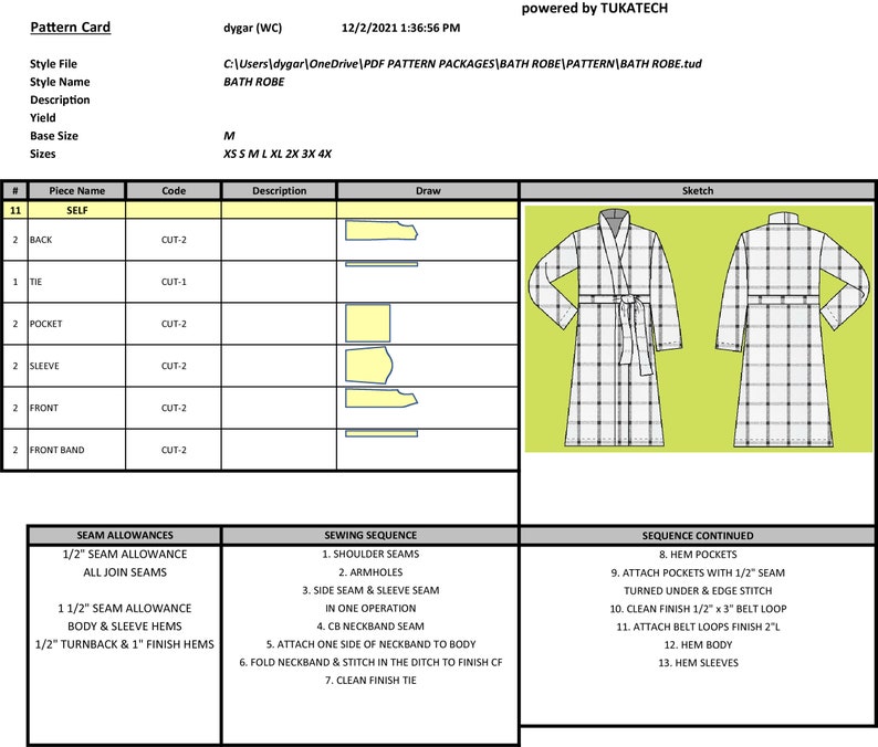 Bath Robe PDF Sewing Pattern Unisex Sizes XS-4X - Etsy
