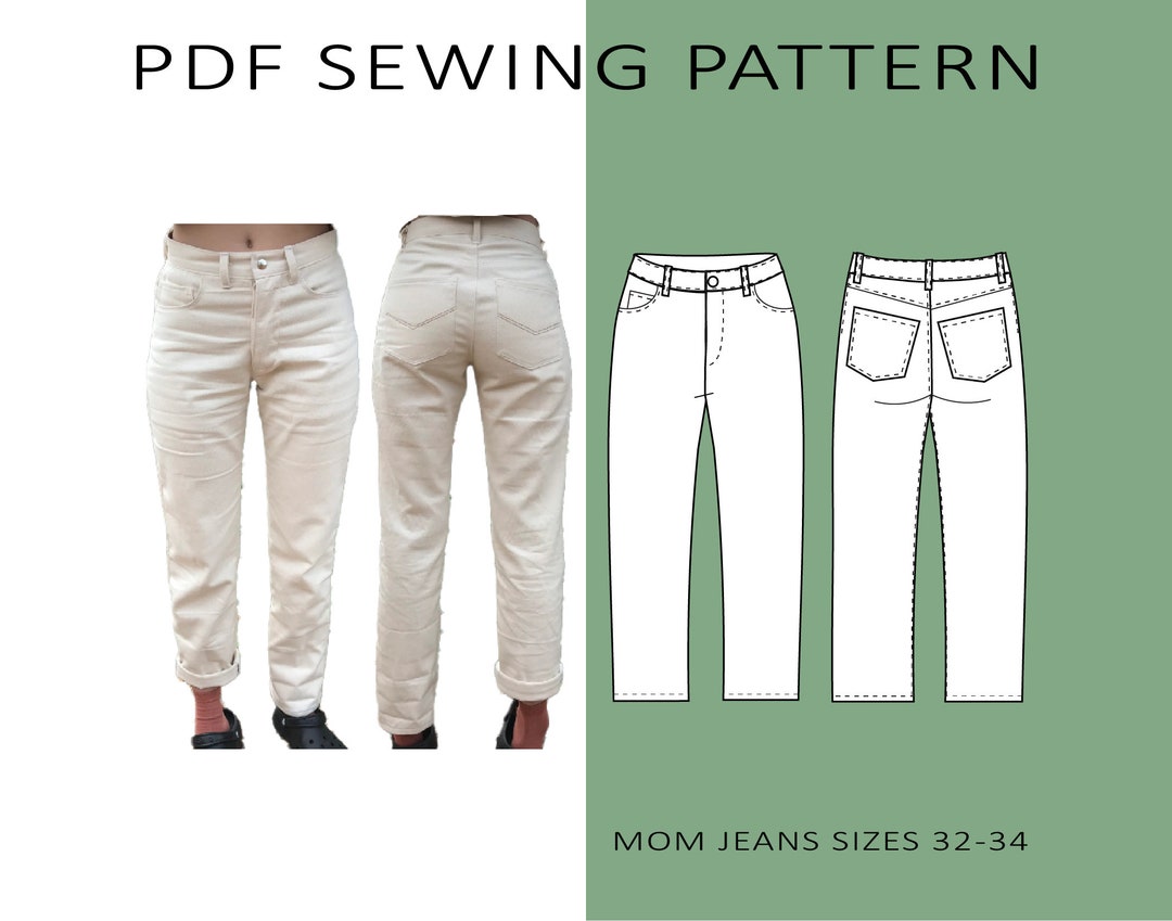 Mom Jeans PDF Sewing Pattern Women's Sizes 32-34 - Etsy UK