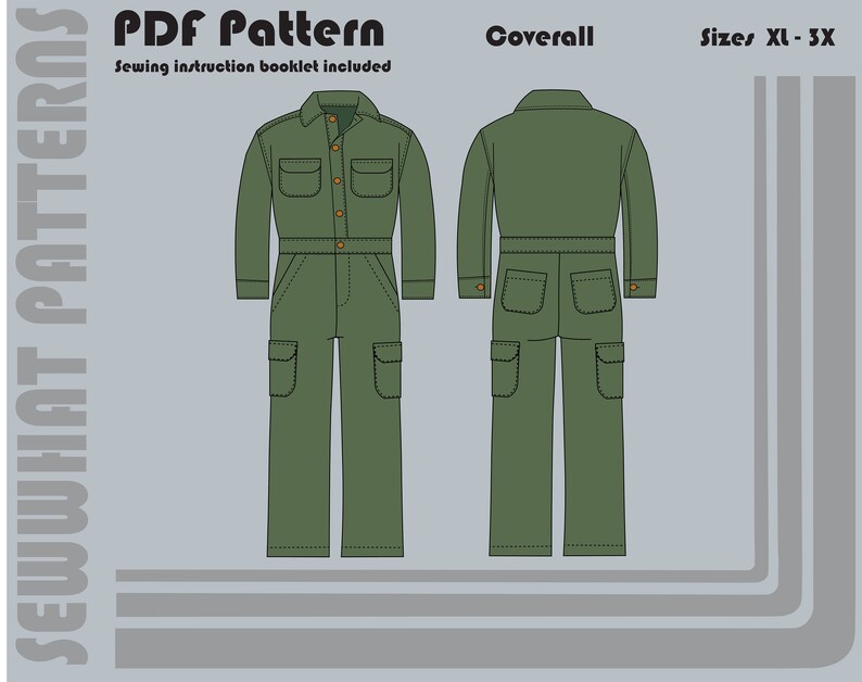 Coverall PDF Sewing Pattern Unisex Sizes XL-3X - Etsy