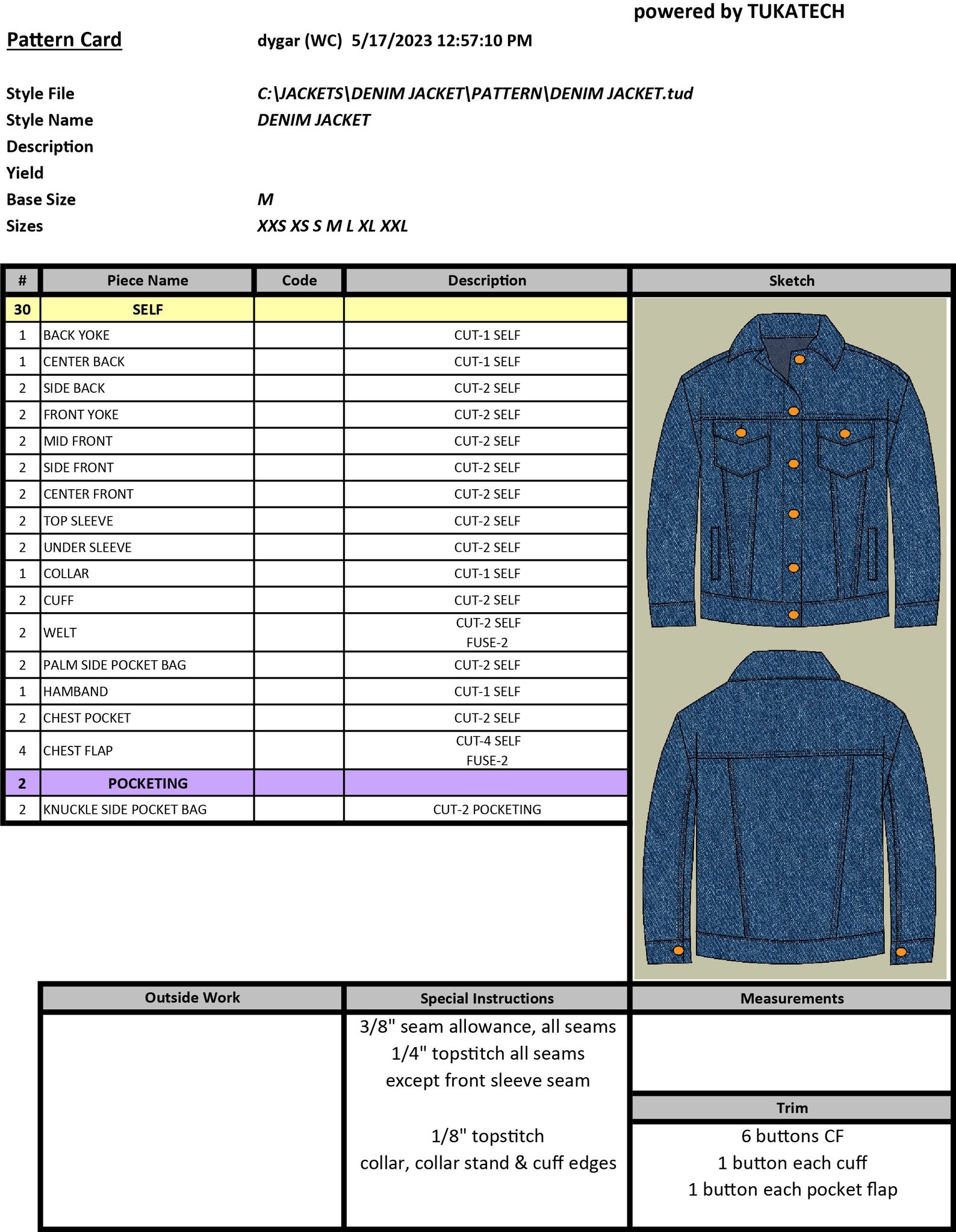 Denim Jacket - PDF Sewing Pattern - Unisex Sizes XS-2X - Etsy