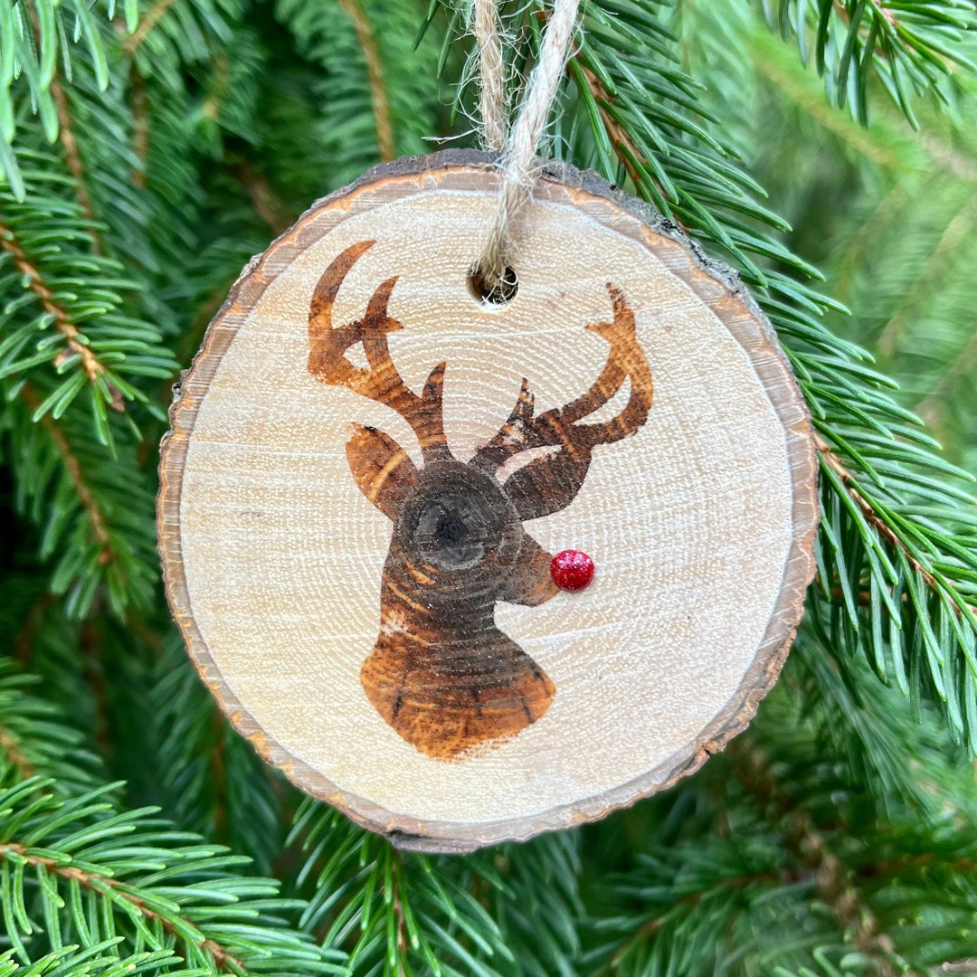 Wood Slice Ornament Rustic Rudolph the Red Nosed Reindeer - Etsy