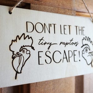 Tiny Raptor Chicken Welcome Sign | Rooster | Greeting Sign| Wooden Sign ...