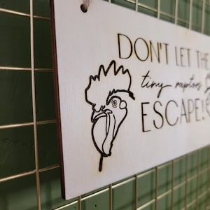 Tiny Raptor Chicken Welcome Sign | Rooster | Greeting Sign| Wooden Sign ...