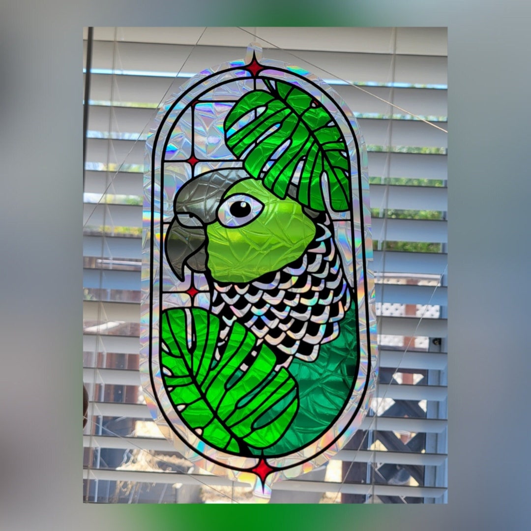 Black-capped Conure Faux Stained Glass Suncatcher Sticker Suncatcher ...