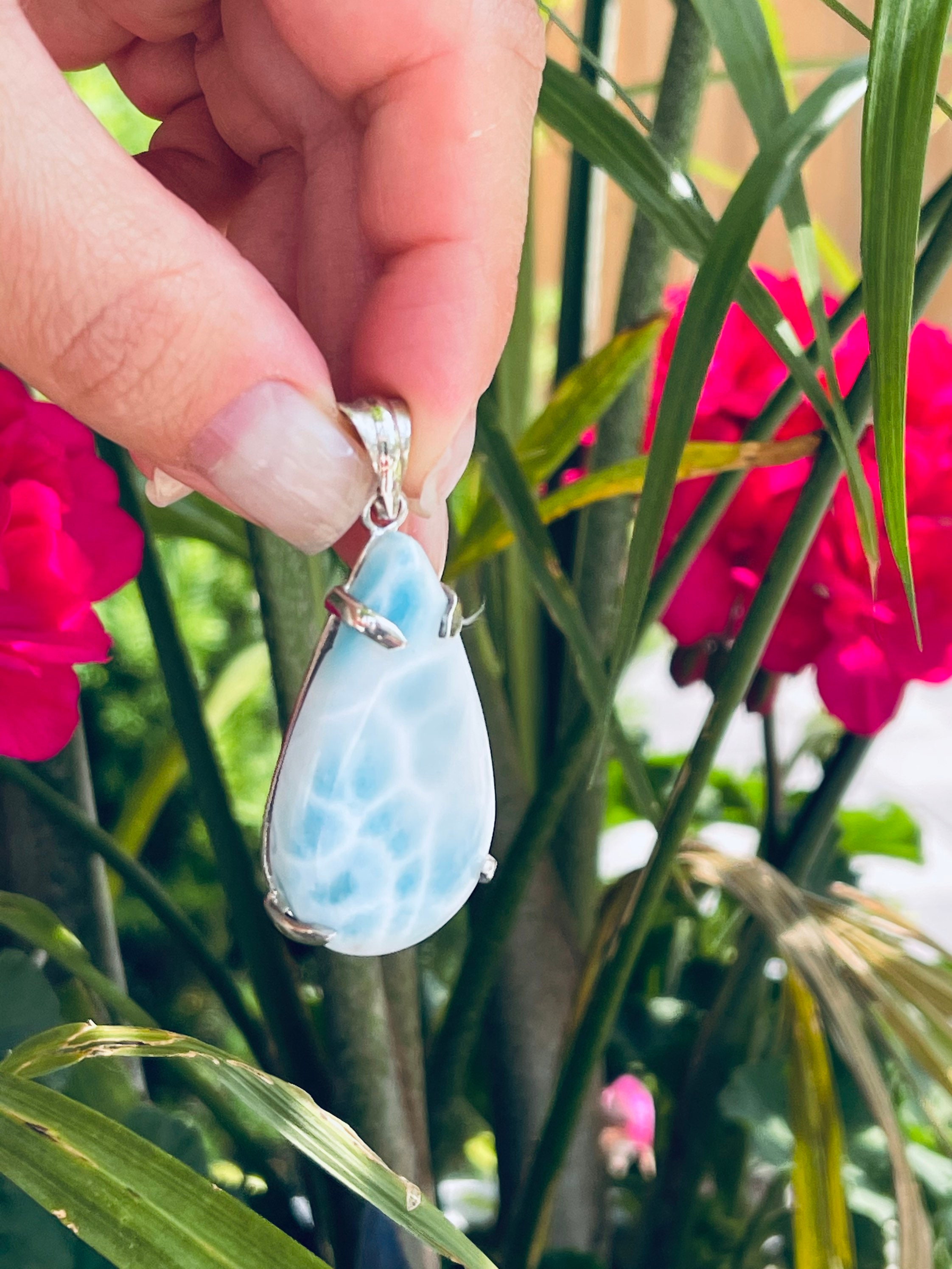 Larimar Teardrop Larimar Anhänger Larimar Chakras Heilung | Etsy