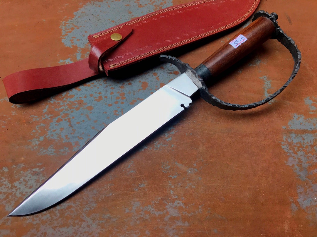 Handmade Carbon Steel D Guard Bowie Knife/ Cleaver/ Axe, Leather Sheath ...