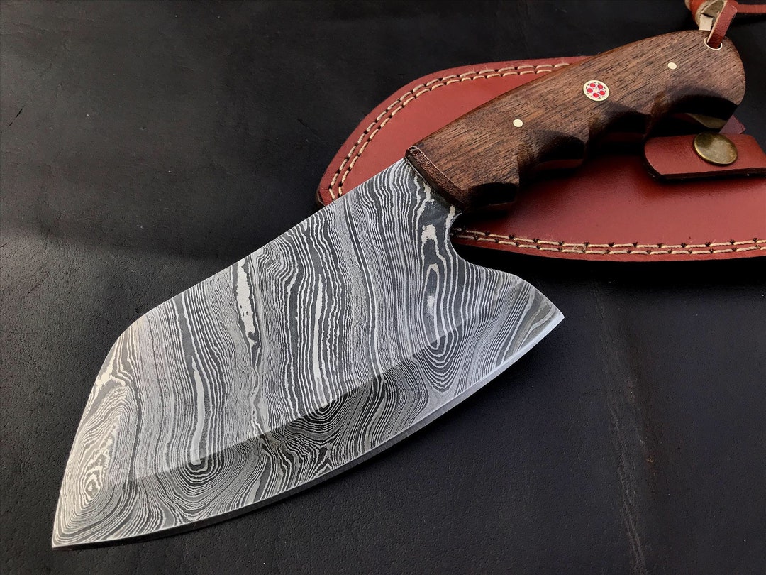 Couteau en acier de Damas fait à la main/ couperet/ hache, bushcraft ...