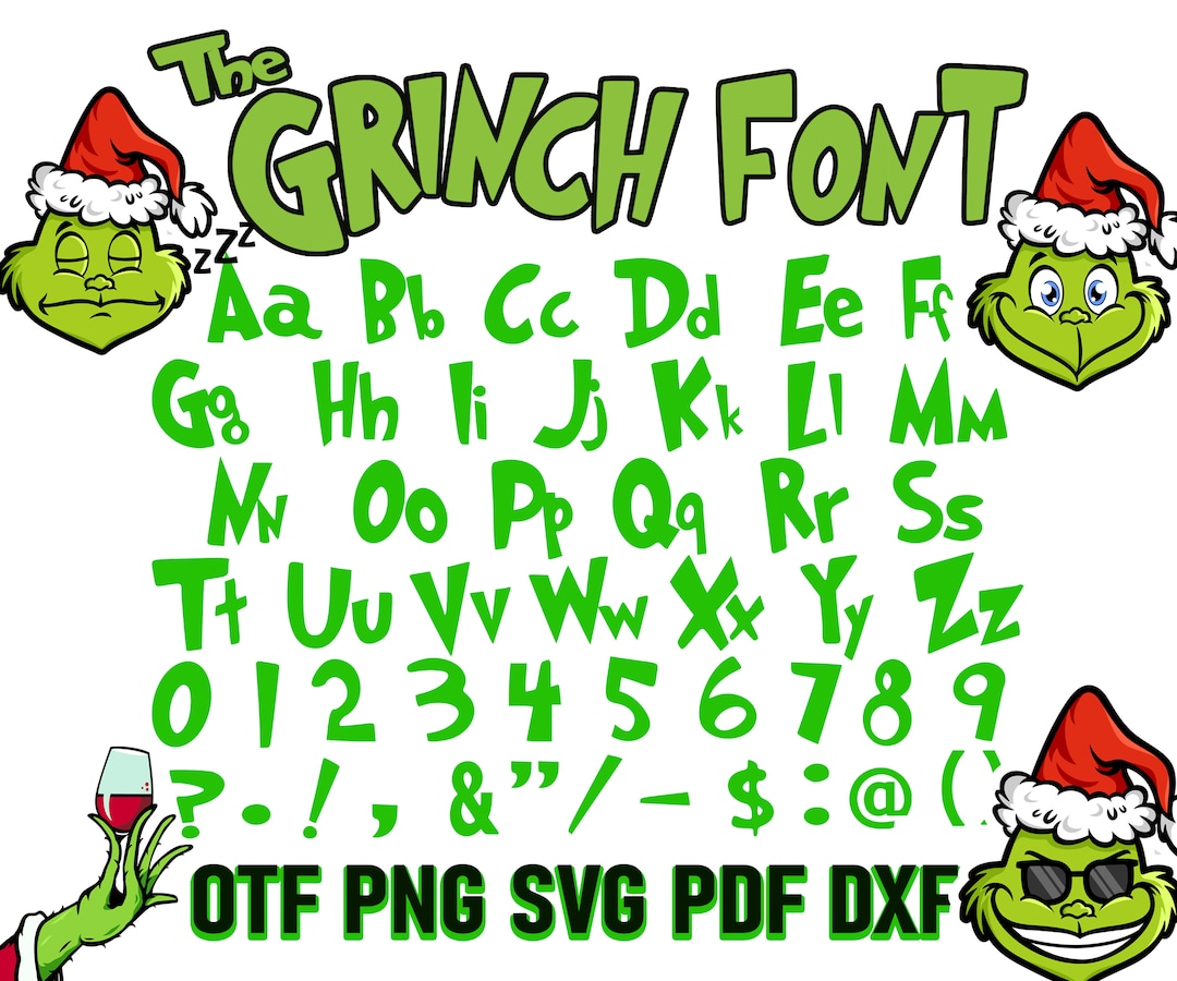 The Grinch Font Svg, Png, Alphabet Svg, Christmas Grouch Alphabet ...
