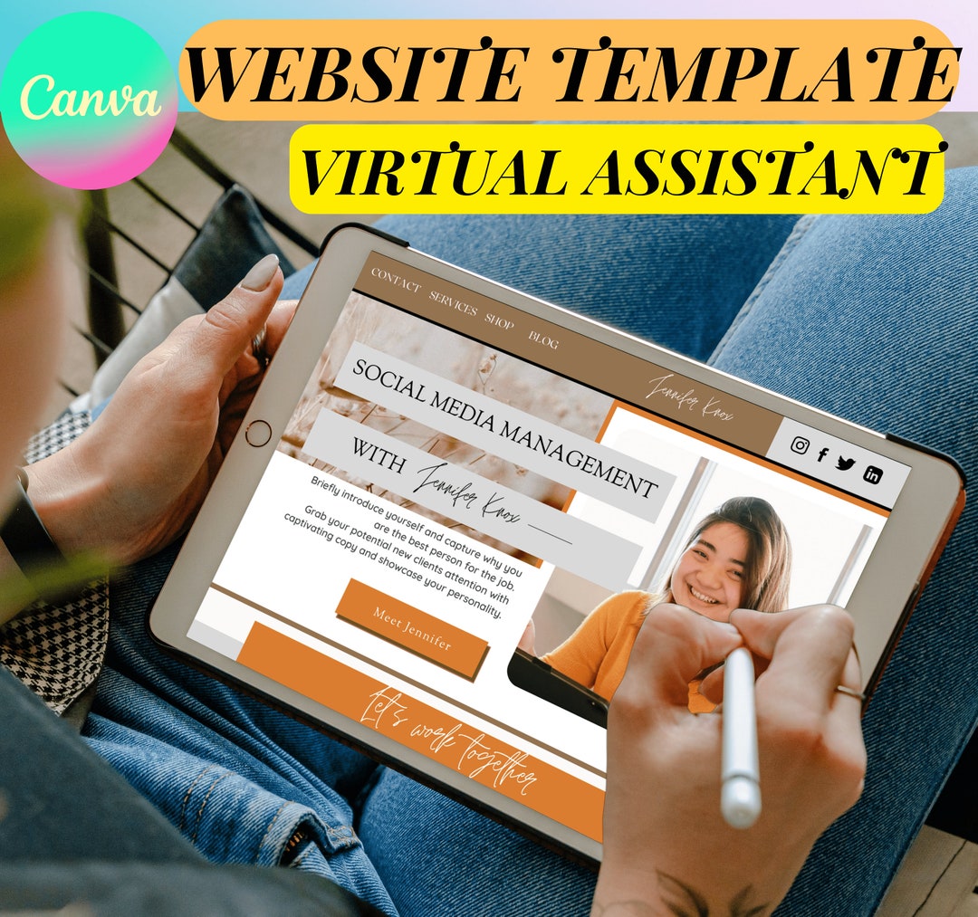 Editable Canva Website Template for Virtual Assistants Templates ...