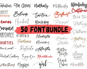 The Ultimate 50 Fonts - Font Bundle, Cricut, Canva Font, Script Font ...
