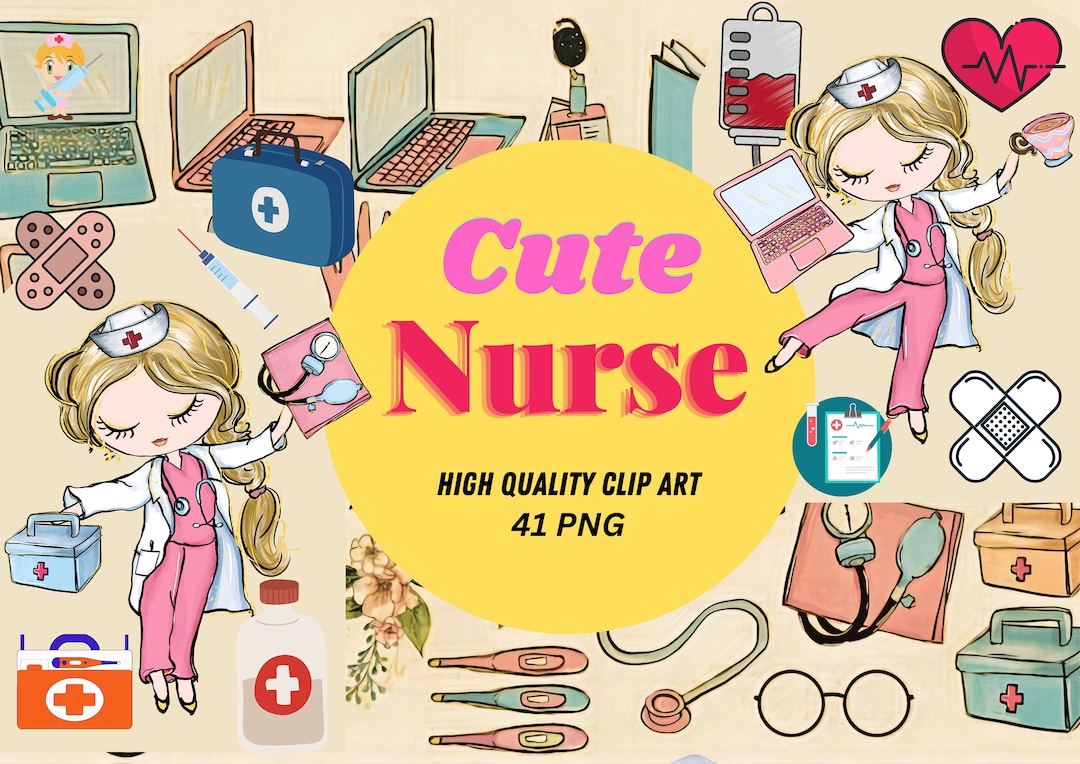 Cute Nurse and Doctor Clipart Bundle Graphics - Medical Clip Art Set ...