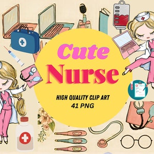 Cute Nurse and Doctor Clipart Bundle Graphics - Medical Clip Art Set ...