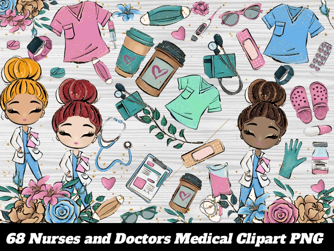 Cute Nurse and Doctor Clipart - Medical Clipart Digital Stickers ...