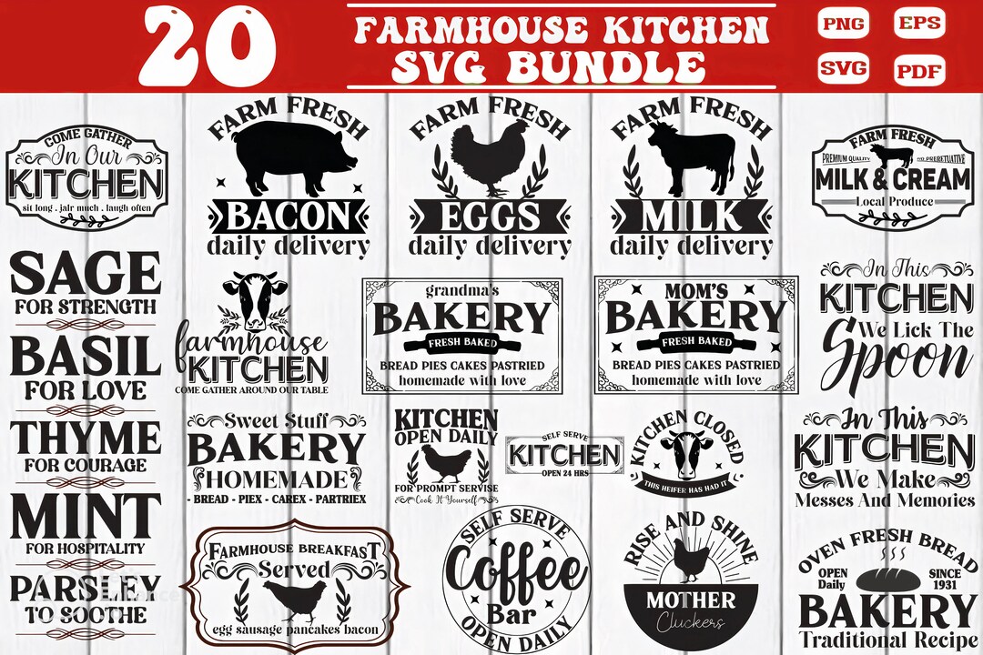 Farmhouse Kitchen Svg Bundle, Farmhouse Sign Svg, Kitchen Svg, Family ...