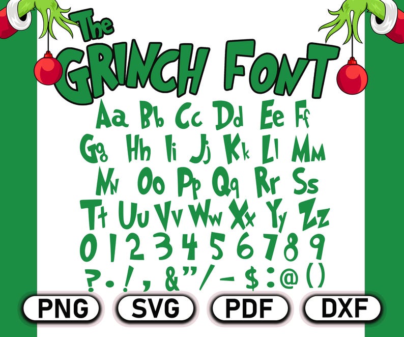 Grinch Christmas Font SVG Bundle | Green Character Alphabet | Holiday ...