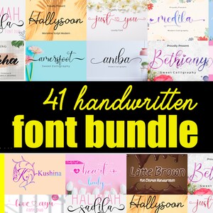 41 Font Bundle, Handwritten Fonts, Farmhouse Fonts, Cricut Fonts, Fonts for Canva, Commercial ...